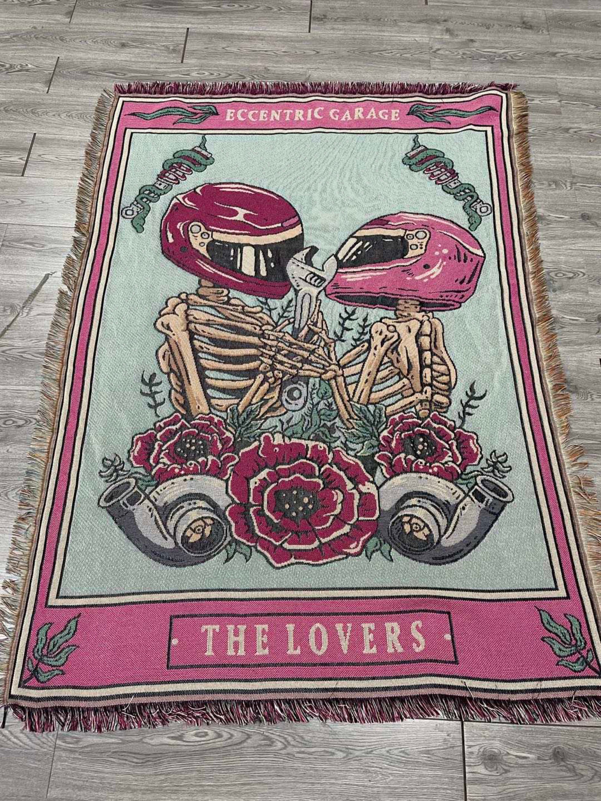The Lovers Tapestry Blanket - Car Themed Tarot Card Design | Eccentric ...